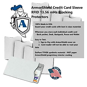5x RFID Blocking Credit Card"DuPont TYVEK" Sleeves for wallet or purse. Protect your debit cards, credit cards and IDs from identity theft skiming.