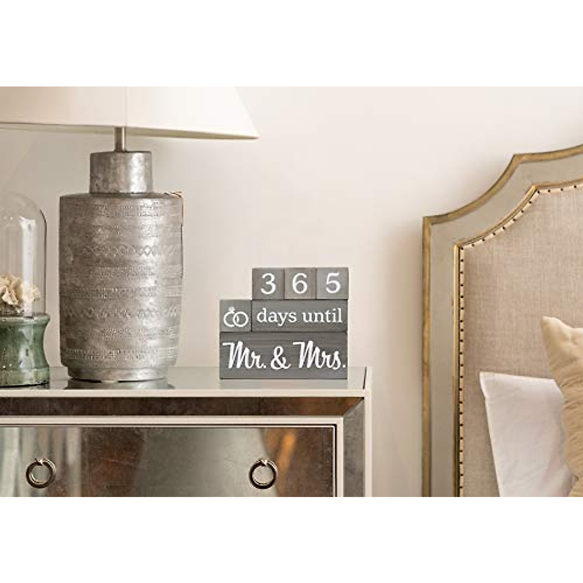 Wedding Countdown Calendar Wooden Blocks - Engagement Gifts - Bride to Be - Bridal Shower Gift - Engaged - Engagement Gifts for Couples - Rustic Gray with White Numbers