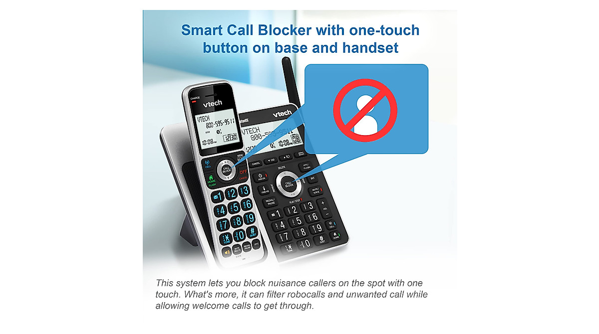 VTech VS306-3 Cordless Phone System with Call Blocker & Bluetooth