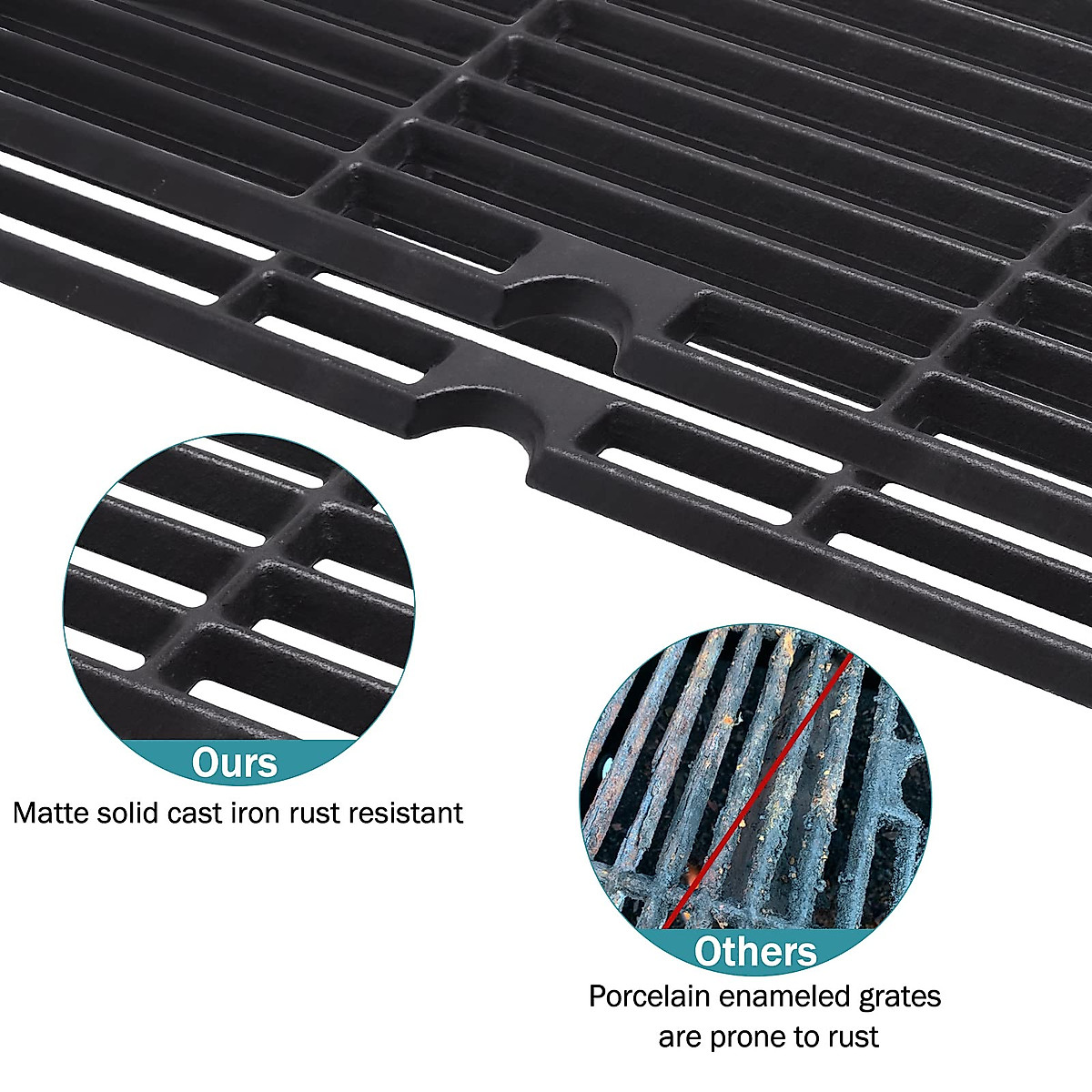 Criditpid Grill Grates for Charbroil Performance 4 Burner 463347017, 463335517, 463377017, 463243518, 463347519, 18 x 25 Inch Cooking Grates for Char-Broil Replacement Parts G470-0002-W1, G470-0003-W1