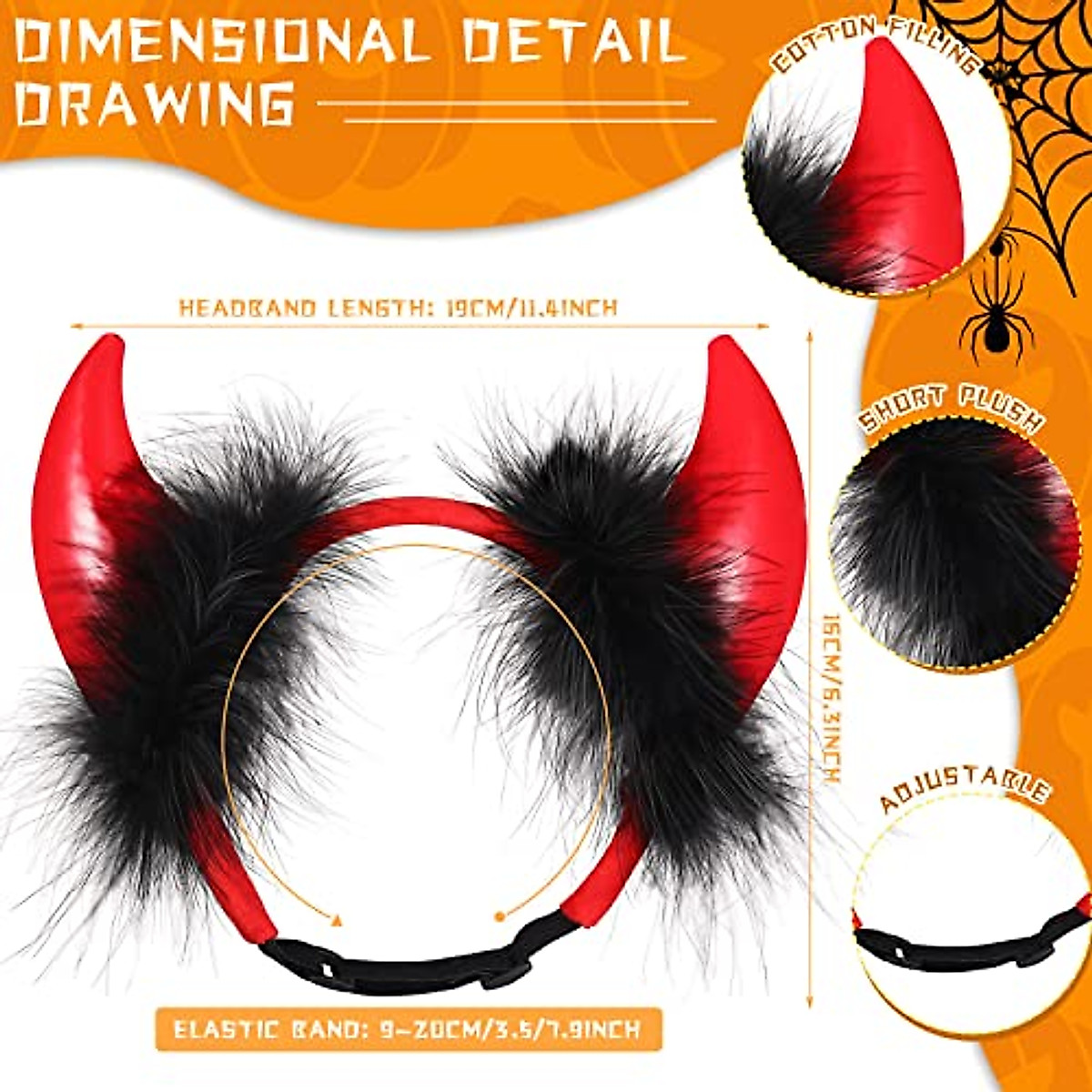 Vicenpal 2 Pcs Dog Devil Costume Halloween Pet Costume Devil Angel Black Wing Horn Headband for Middle Dog Cosplay Party Decoration Funny Gift Cute Pet Dress up Accessories