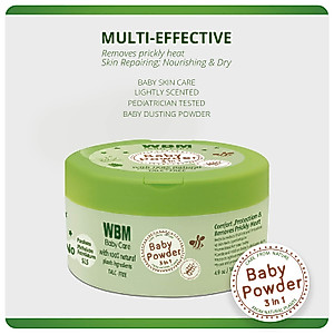 WBM Care Baby Powder Talc Free, specifically Designed for Baby's Delicate Skin, Unscented Baby Powder-140g