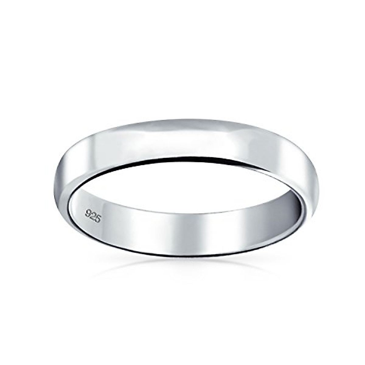Bling Jewelry Minimalist Plain Simple .925 Sterling Silver Dome Couples Wedding Band Ring For Women For Men 4MM