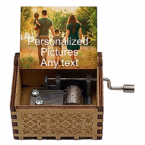 good goods Personalized Wooden Music Box - Print Picture Word Text Logo Custom Hand Cranking Musical Box Gift for Daughter, Mom, Birthday, Valentines (Over The Rainbow)