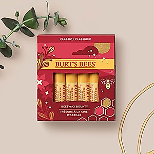 Burt’s Bees Christmas Gifts, 4 Lip Balm Stocking Stuffers Products, Beeswax Bounty Classic Set - Beeswax Moisturizing Lip Balm