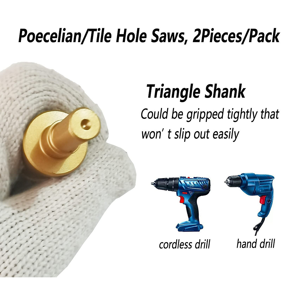 2 Inch Dry Tile Hole Saws Set 2Pcs 50mm Diamond Drill Bits for Poecelain Ceramic Marble Stone Bricks with Triangle Shank by Antengdatool