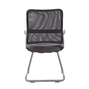Boss Office Products Mesh Back Guest Chair with Pewter Finish in Charcoal Grey 24D x 24W x 39H in