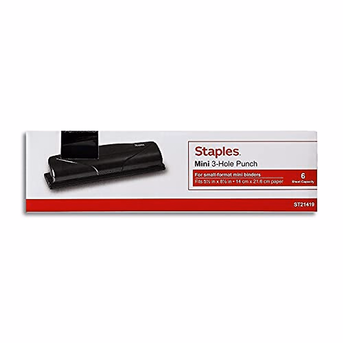 Staples Mini 3-Hole Punch, 6 Sheet Capacity