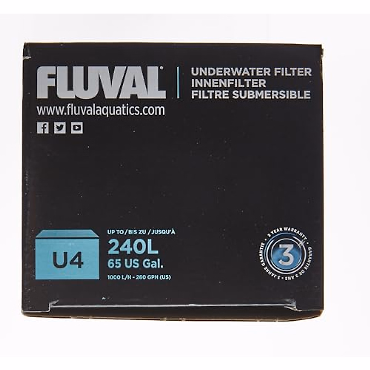 Fluval U4 Underwater Filter, Freshwater and Saltwater Aquarium Filter, A480,Black