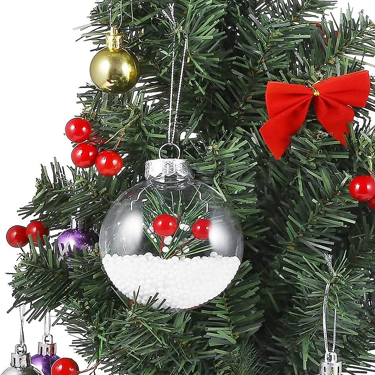 12 Pack Fillable Ornaments Balls, 3.15 Inch DIY Clear Plastic Flat Disc Ornaments for Craft Projects, Wedding, Christmas, Party, Home Decor