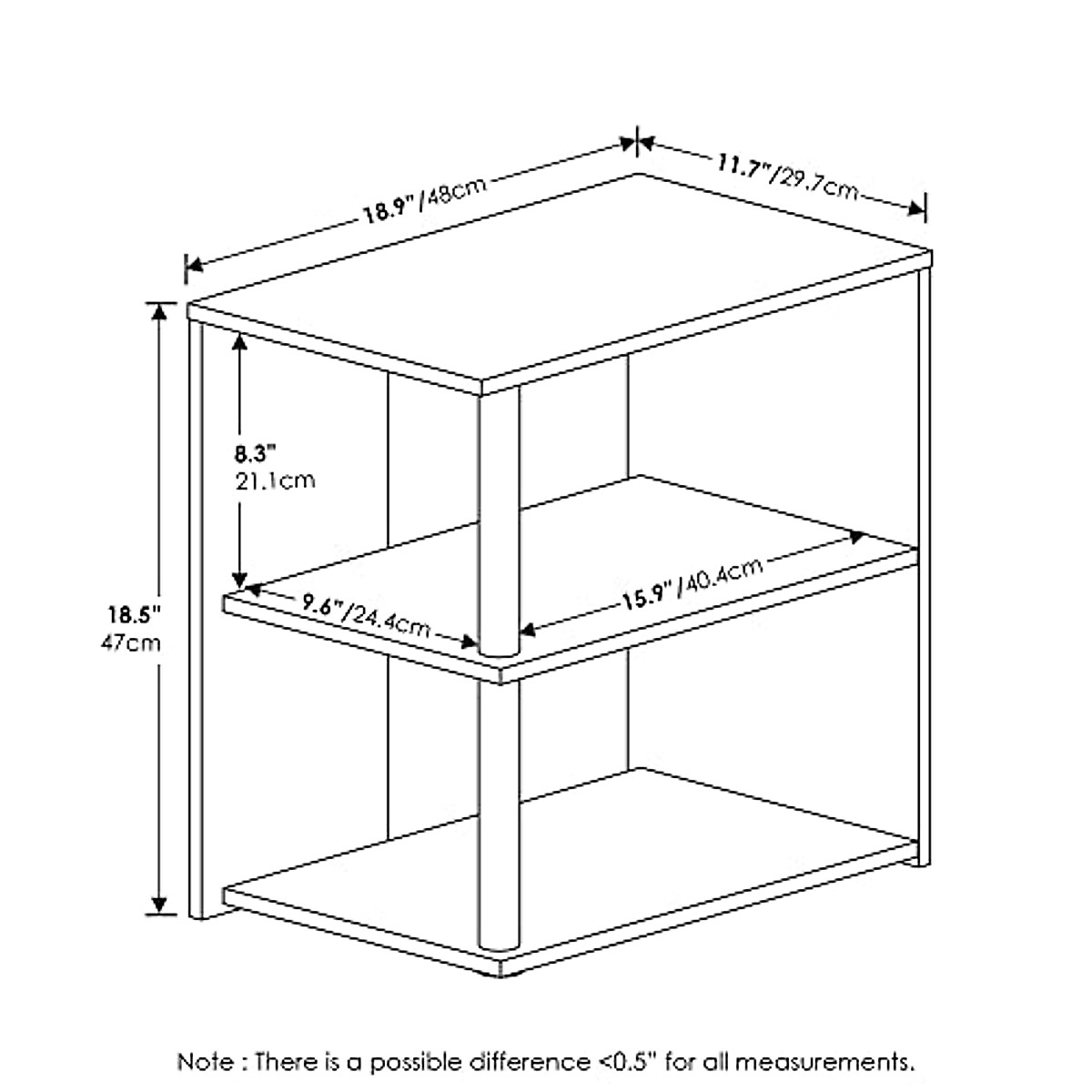 Furinno Romain 2-Tier End Table, Espresso/Black