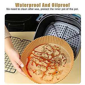 FGSAEOR Air Fryer Paper Liners, Airfryer Parchment Baking Liners, Non-stick Disposable Paper Liner, Cookers Basket for Oven, Microwave, Air Fryer Pan Roasting Accessories (6.3 IN-50PCS, Natural)