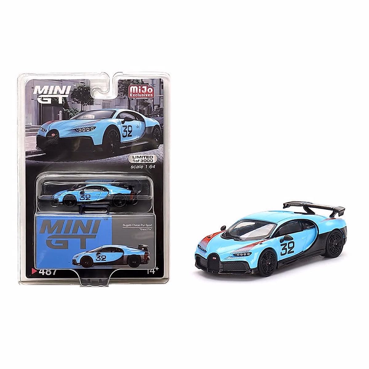 True Scale Miniatures Model Car Compatible with Bugatti Chiron Pur Sport “Grand Prix” 1/64 Diecast Model Car MGT00487
