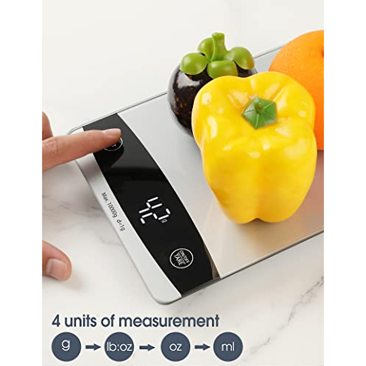 Searon Food Kitchen Scale Digital - Ounces and Grams Ml Lb,10Kg/22Lb Capacity for Weight Loss, Baking, Cooking, Keto and Meal Prep, Tempered Glass Panel - 7.9 X 6.3 X 0.6 Inches