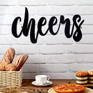 Cheers Wall Decor Cheers Sign Metal Bathroom Cheers Sign for Home, Office, Living Room Decoration, Black