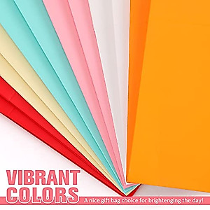 Yahenda 12 Pcs Christmas Colorful Square Gifts Bags with Handles Kraft Party Favor Gifts Bag Birthday Goodie Shopping Merchandise Cookie Craft Retail Candy Bags 10 x 10 x 10 Inches