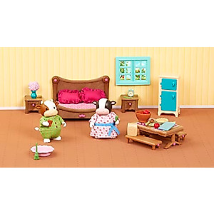 Li'l Woodzeez Lil Woodzeez – Bedroom & Dining Playset with 2 Characters – Dollhouse Furniture Set – Toy Bedroom & Kitchen Playset – Animal Figurines – Kids 3 Years +