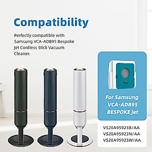 Reinlichkeit Vca-ADB95, ADB953 Dust Bag,Replacement for Samsung Bespoke Jet Cordless Stick Vacuum Cleaner，10 Packs, Automatic Dust Collection Bag