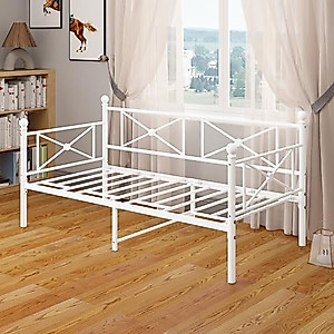 ARFARLY Sofa Bed Daybed Frame Multifunctional Mattress Foundation Premium Steel Slat Support Sofa Bed Frame with Headboard,Twin,Twin XL