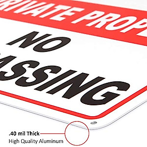 Abuff Private Property Sign, 10-Pack No Trespassing Aluminum Warning Sign - 10"x 7" .04"- Outdoor Use for Home Yard Business Driveway Alert, Reflective, UV Protected & Waterproof