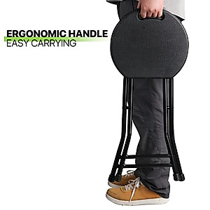 Magshion Foldable Stool with Handle Indoor Outdoor 6 Pack Backless Folding Stool Sturdy 230lbs Capacity, 18 Inch Black