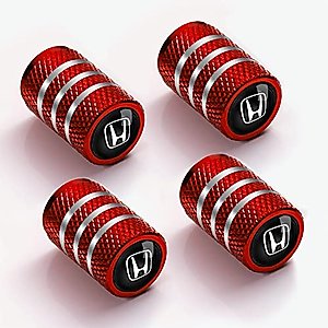 ZhongShanHui Suitable for Honda car Valve Cap Universal stem Cover Suitable for Honda Civic Agreement Insight Clarity CR-V HR-V Pilot Series tire Valve stem Cover Accessory 4 Pieces, White,Red, 2.5