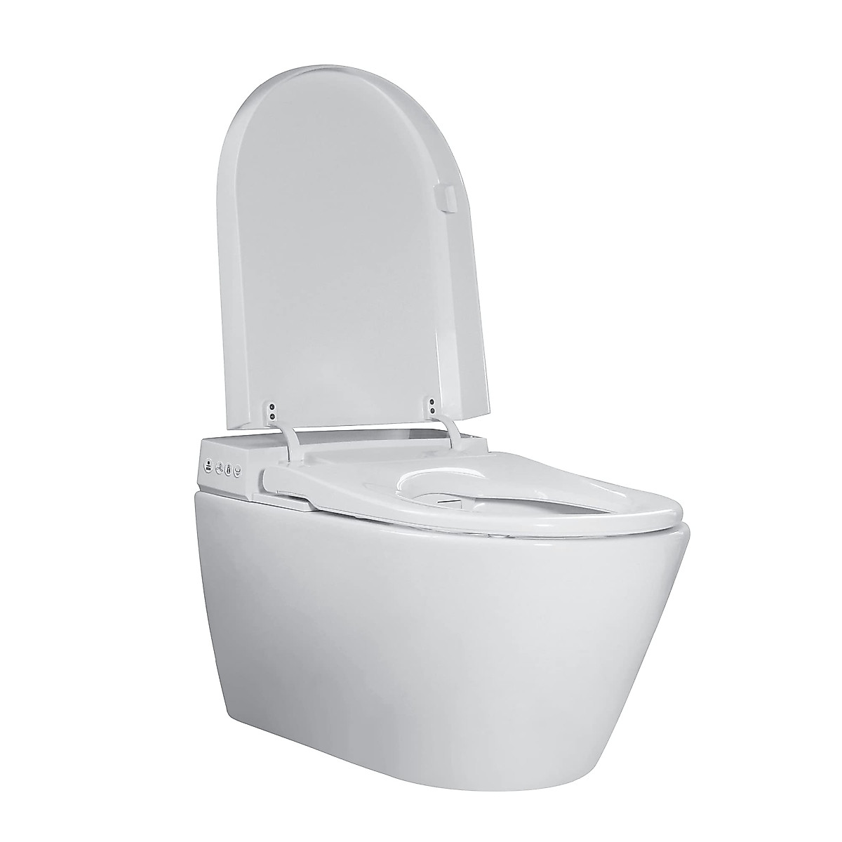 Aqueous In-Wall Smart Toilet Combo Set – Complete System with Toilet Bowl, Bidet Toilet Seat, Tank, Carrier for 2x4 Studs, Chrome Push Buttons, Round and Elongated Compatibility
