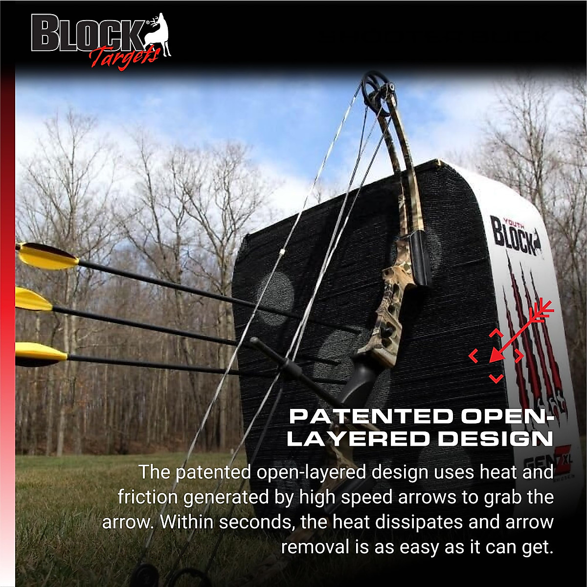 Field Logic Block GenZ XL 20” Youth Archery Arrow Target, Black and White