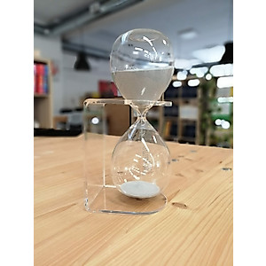 Tooby Hourglass Sand Timer 30 Minutes, Halfhour Glass with Decorative Acrylic Floating Support, Crystal Sand Clock Modern Decor for Home and Office
