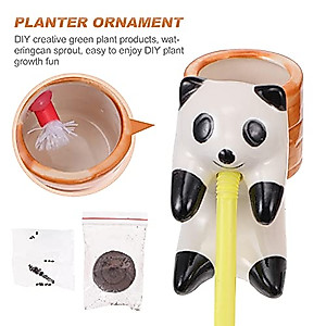 BESTOYARD 2Pcs Potted Decoration Ceramic Planter Animal Plant Bonsai Decor Bonsai Pot Ceramic Flower Animal Succulent Planter Cartoon Bonsai Decorative Planter Soil Student Mini Basin Panda