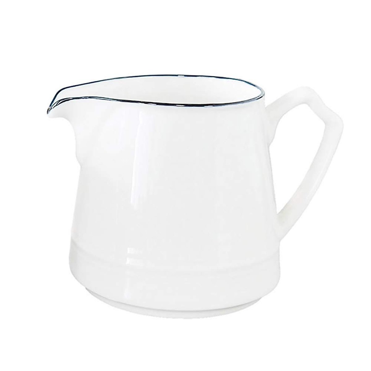 FUYU Simple White Ceramic Creamer with Handle, Coffee Milk Creamer Pitcher