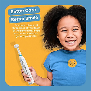 Triple Bristle GO | Portable Battery Sonic Travel Toothbrush | Three Cleaning Modes | Soft Nylon Bristles | Also for Autistic Special Needs Adults and Kids | Oral Care Kit