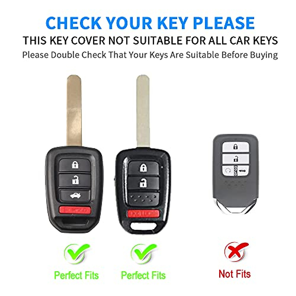 QBUC for Honda Key Fob Cover Case,with Keychain,Soft TPU Protector Key Fob Cover Fit for Honda Accord Civic CR-V HR-V Remote Skin Protector