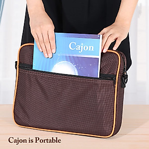 summina Compact Travel Box Drum Cajon Flat Hand Drum Percussion Instrument with Adjustable Strings Carrying Bag