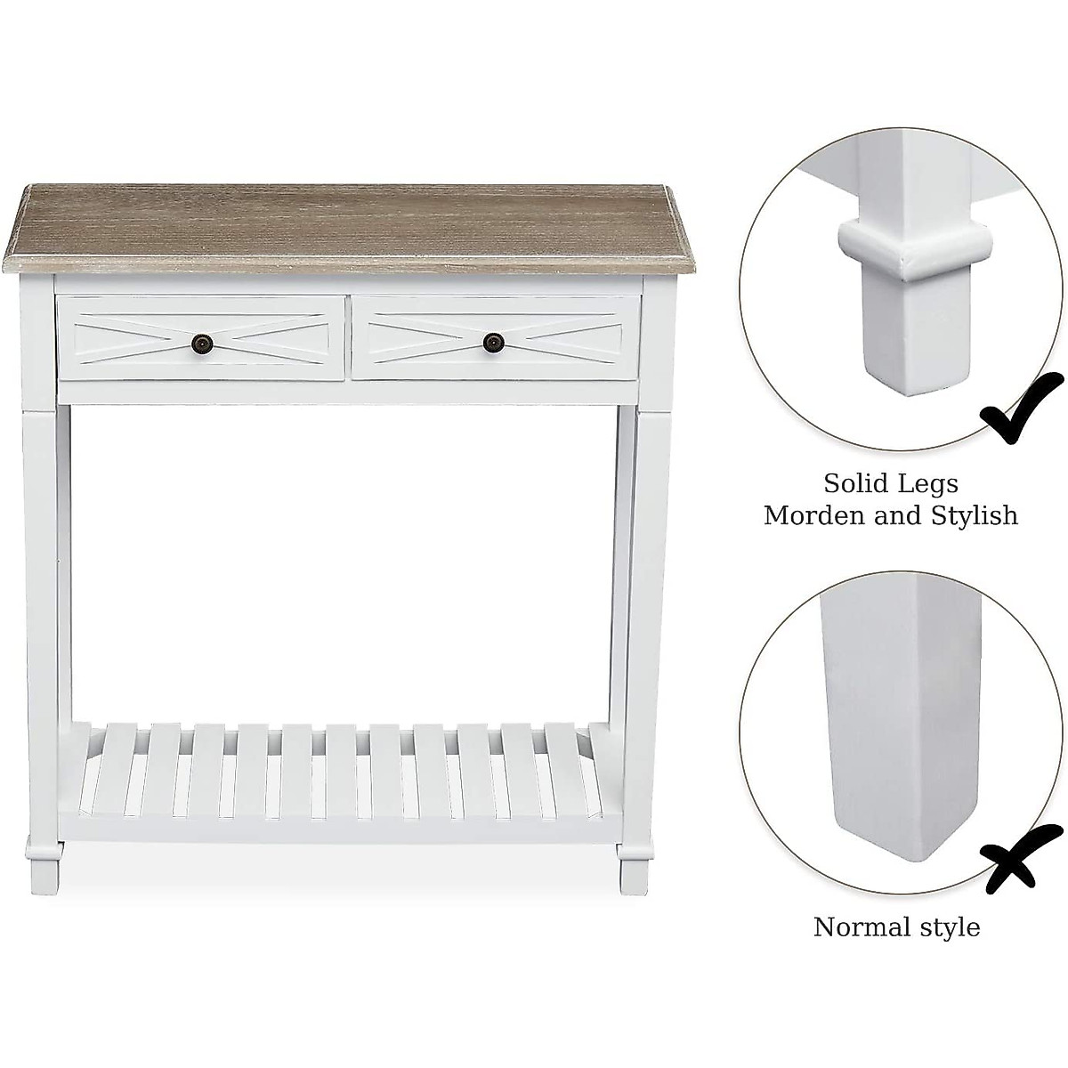 JSUN7 Console Table Sofa Table with Storage, Entrance Tables with 2 Drawers, Narrow Long Console Tables for Entryway Living Room Hallway, White