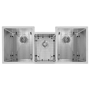 ZLINE 45" Breckenridge Undermount Triple Bowl Stainless Steel Kitchen Sink with Bottom Grid and Accessories (SLT-45)