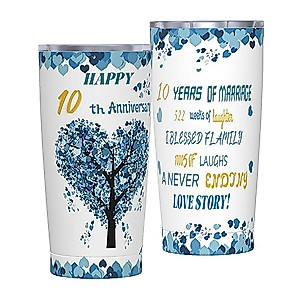 10 Year Anniversary Tumbler Gifts for Him,Gifts for Him 10th Anniversary-10th Wedding Anniversary Romantic Gifts for Couple/Parents,Best 10th Wedding Anniversary Tumbler for Husband (10th-anniversary)