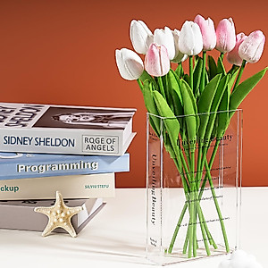 Book Vase for Flowers: Mystery of Growth Clear Flower Vase. Unique Book-Shaped Decor Vase for Floral Arrangements.