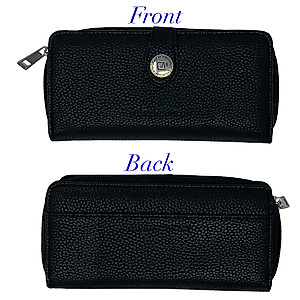 Stone Mountain Women's Leather Ludlow Clutch Wallet with Checkbook Cover Black