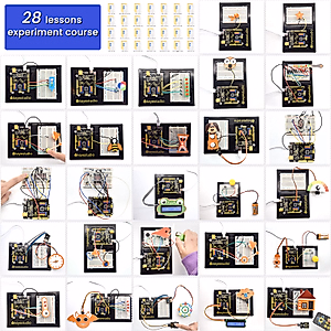 KEYESTUDIO Starter Kit for Arduino with Plus Controller Board,28 Programming Projects Tutorial,Compatible with Arduino IDE,DIY Electronics Kit for Beginners Kids Adults