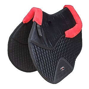 CHALLENGER Horse Contoured English Quilted Jumping Silicone Gel Saddle Pad Black 72181RD
