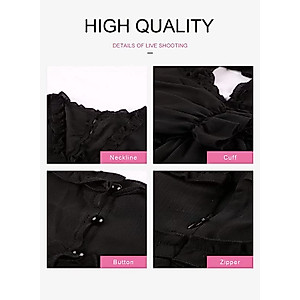 Dokotoo Womens Cute Spring Summer Casual Sexy Deep V Neck Ruffle Chiffon Lantern Long Sleeve Elegant Boho Hawaiian Flowy Mini Short Skirt Dresses for Women Party 2023 Black Small