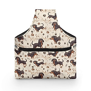 doginthehole Cute Dachshund Yarn Bag Knitting Bag Storage for Crocheting Accessories, Kawaii Dog Knitting Bag Crochet Hook Case Organizer Crochet Bag Kit for Beginners, Large Size