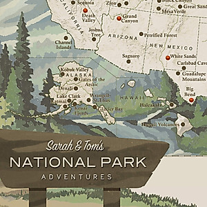 Personalized National Parks Push Pin Map - USA National Parks Travel Map