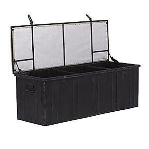 Deco 79 Farmhouse Metal Fabric Ottoman Storage Bench Tufted Footrest, Livingroom, Bedroom, Entryway, 48" L x 17" W x 19" H, Black