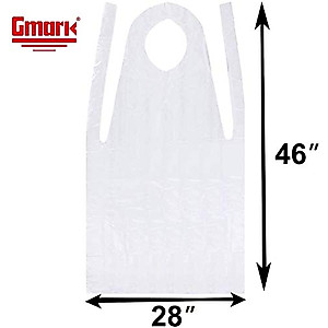 Gmark Poly Apron Individual Wrapped, Disposable PE Waterproof, Food, Cooking 100pcs GM0002