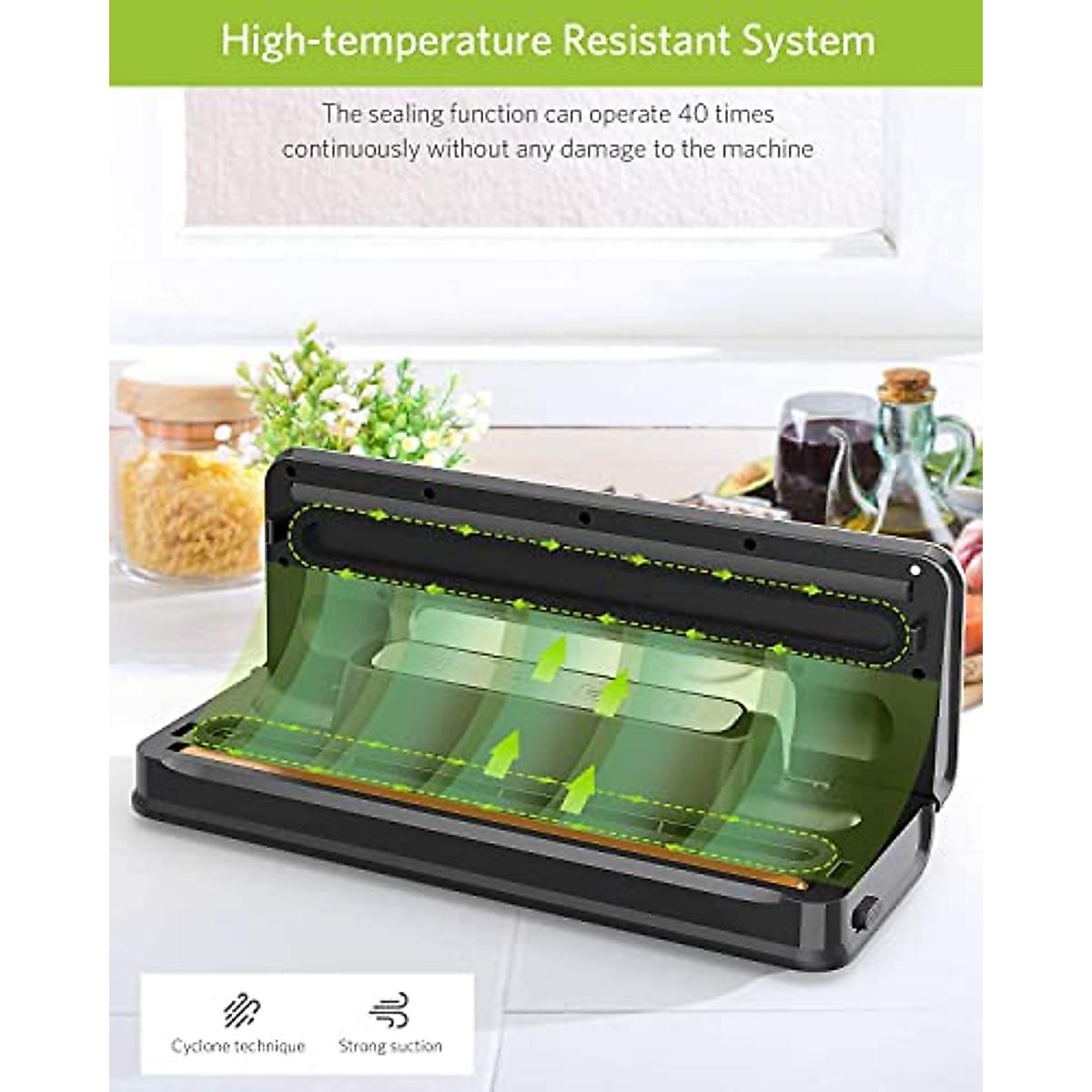 HOMEVER Vacuum Sealer Machine, Automatic Food Sealer with Led Indicator Lights Easy to Clean Dry Moist Food Modes Include 20 Packing Bags