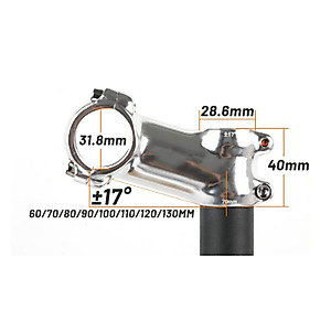 ZECHAO 31.8mm Bike Stem,Aluminium Alloy 17 Degree Bicycl Stem 60-100mm Bike Accessories Cycling Parts Mountain Bike Road Bike Bike Stem (Color : Silver, Size : 31.8x120mm)