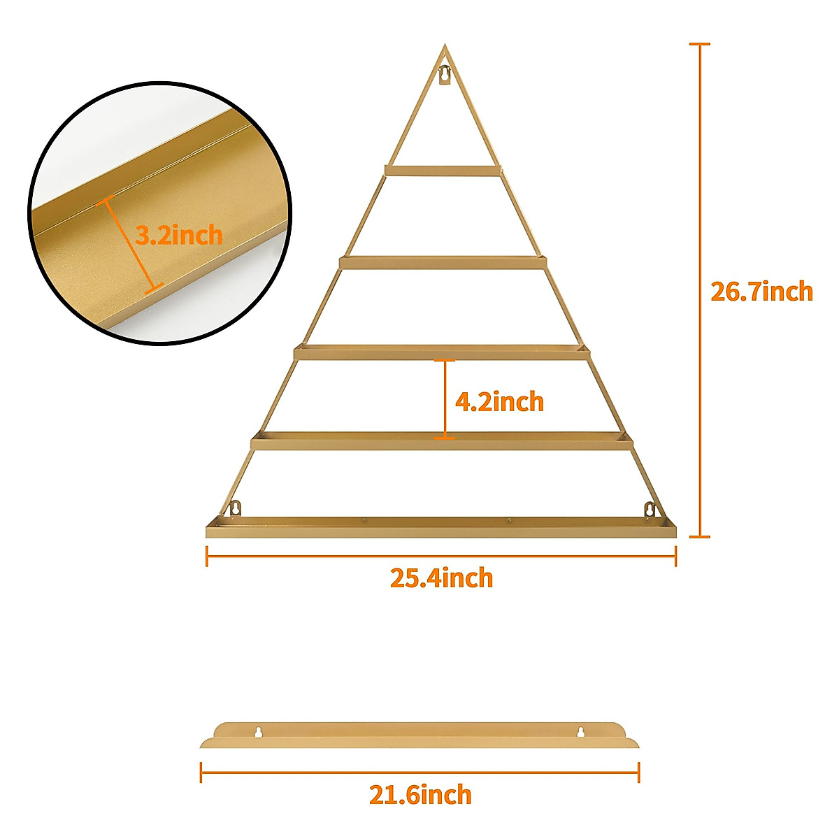 6PCS Metal Wall-mounted Nail Polish Display Rack,5 Tiers Christmas Gold Triangular Display Rack Cosmetic Display Cases Essential Oil Bottles Shelf Organizer for Home Spa Nail Salon