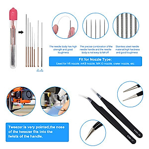 HAWKUNG 35 Pieces 3D Printer Accessories Tool Kit, 7 Size Cleaning Needles, Tweezers, Pliers, Scraper, Cleaning Brushes, Clean Up Knives Come for 3D Printing Model Removing, Cleaning, Finishing
